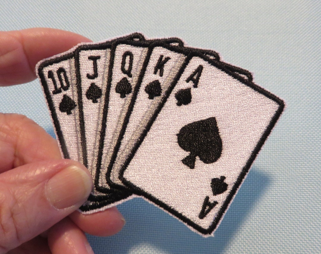 Royal Flush, Poker, 5 Card, Iron on Patch, Embroidery, Card Game ...