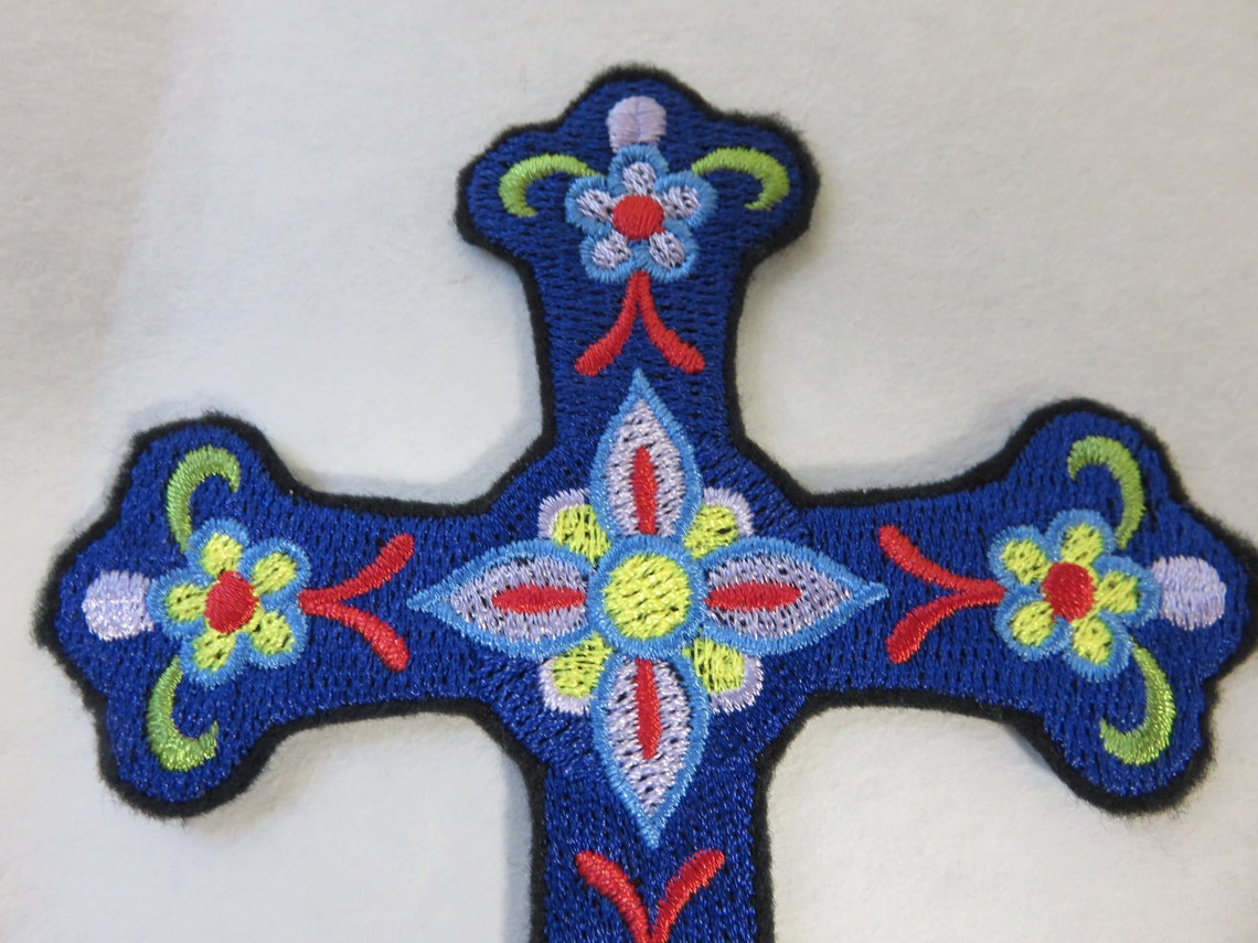 Talavera Style Cross, Mexican, Southwest, Iron on Patch, Embroidery - Etsy