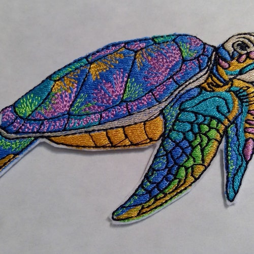 Sea Turtle Embroidered Patch Iron on Applique - Etsy
