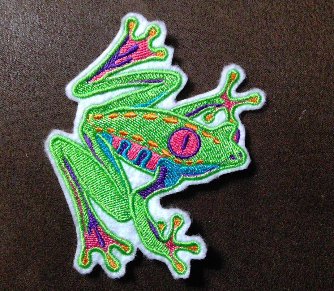 Frog, Tree Frog, Jungle, Green Frog, Iron on Patch, Embroidery ...