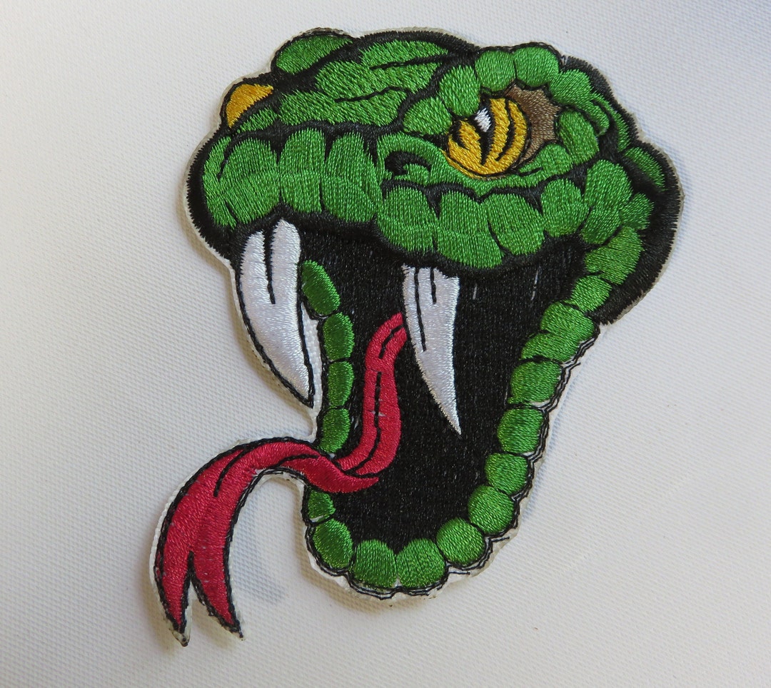 Snake Head, Venomous, Rattlesnake, Serpent, Fangs, Iron on Patch ...
