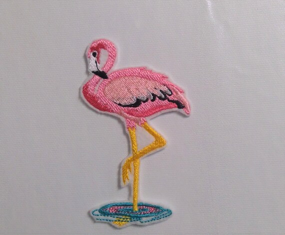 Flamingo Embroidered Patch Tropical Birds Pink Flamingo - Etsy