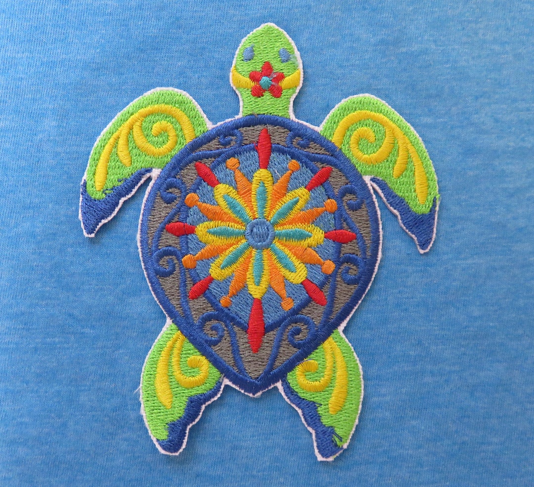 Sea Turtle, Sea Turtle, Colorful, Iron on Patch, Embroidery, Ocean ...