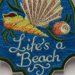 Life's a Beach, Iron on Patch, Summer, Vacation, Seashells, Ocean ...
