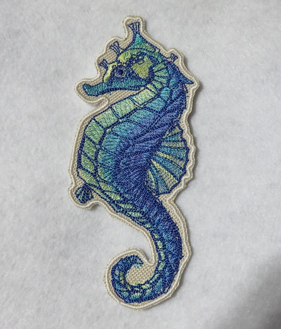 Seahorse Embroidery Patch Emblem Iron On Florida Tropics - Etsy