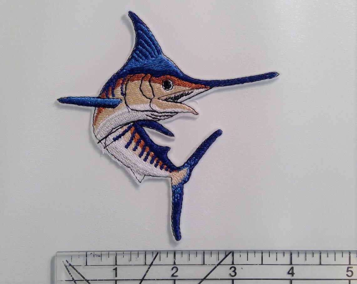 Blue Marlin, Patch, Embroidery, Fish, Ocean, Billfish, Iron on Emblem ...