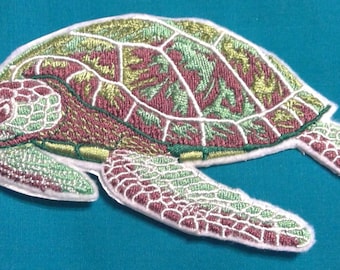 Teal Green Mehndi Sea Turtle Iron on Embroidery Patch - Etsy