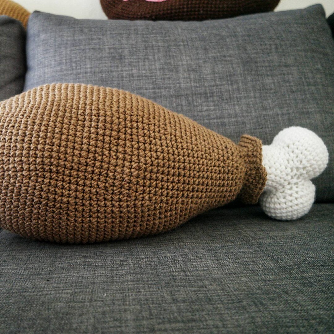 Chicken Leg Crochet Throw Pillow - Etsy