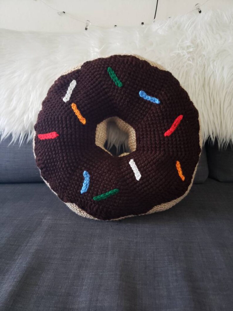 Donut Crochet Throw Pillow - Etsy