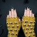 Mustard Gloves With Bees, Fingerless Gloves With Bees, Embroidery, Bee ...
