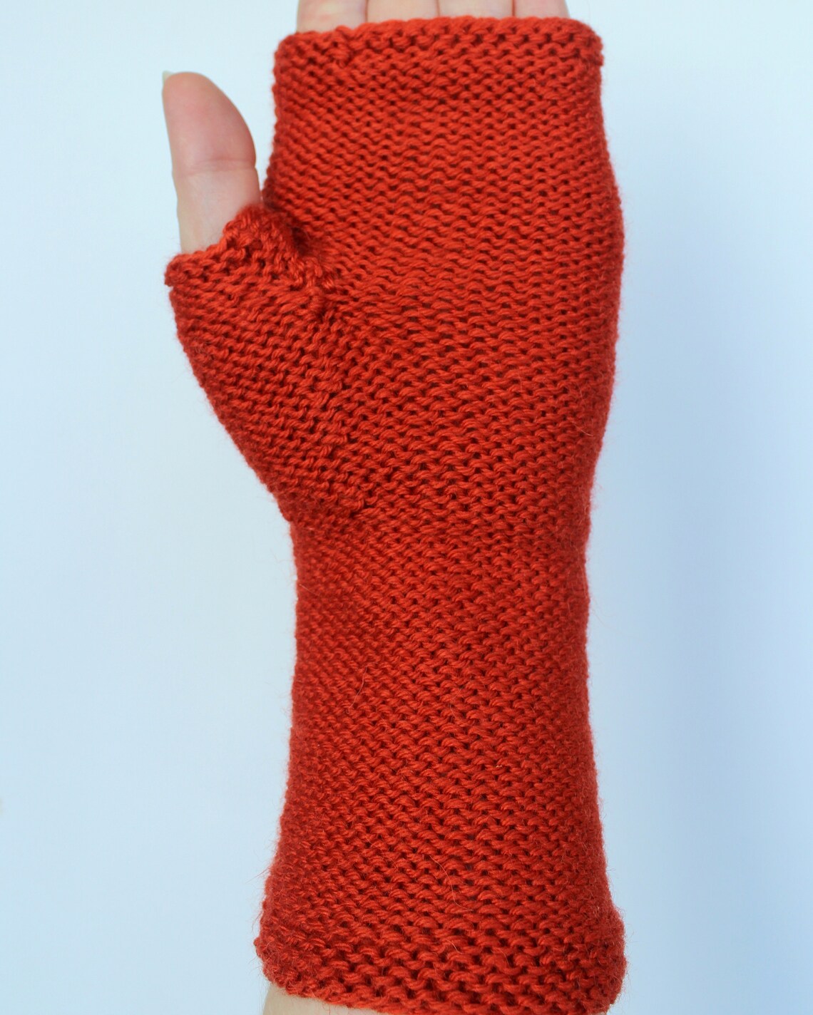 Burnt Orange Hand Knitted Fingerless Gloves Burnt Orange - Etsy