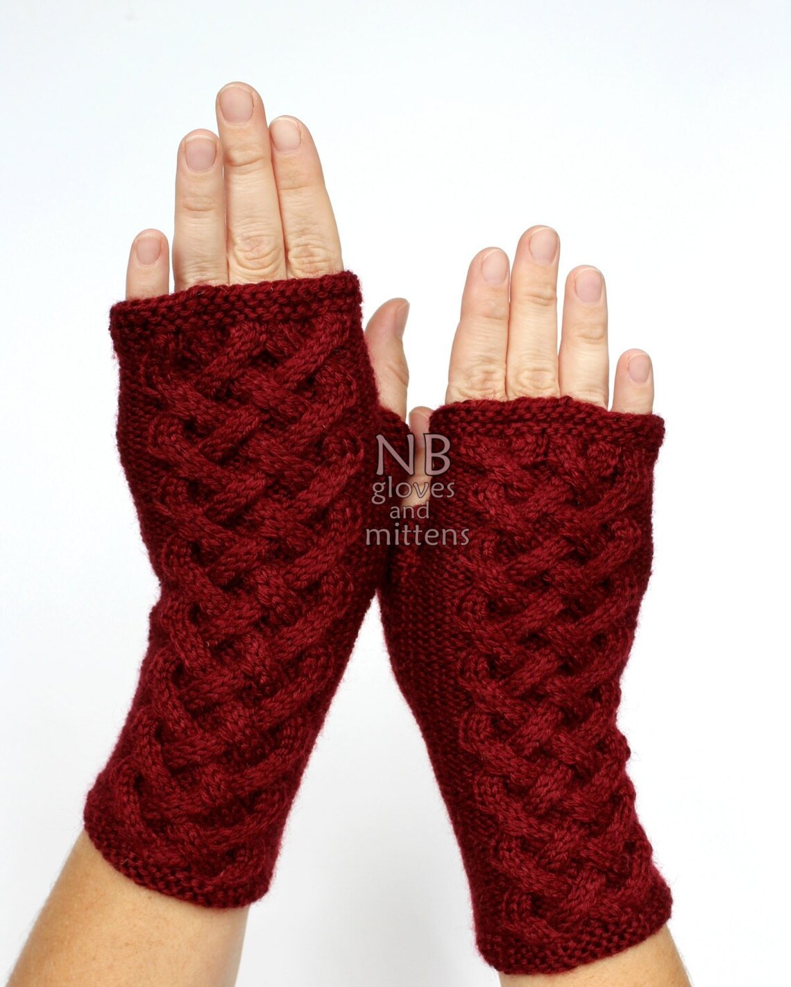 Dark Red Gloves Hand Knitted Fingerless Gloves Dark Red | Etsy
