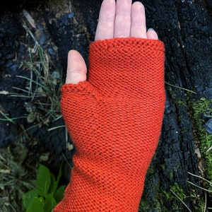 Burnt Orange Hand Knitted Fingerless Gloves, Burnt Orange Mittens, Fall ...