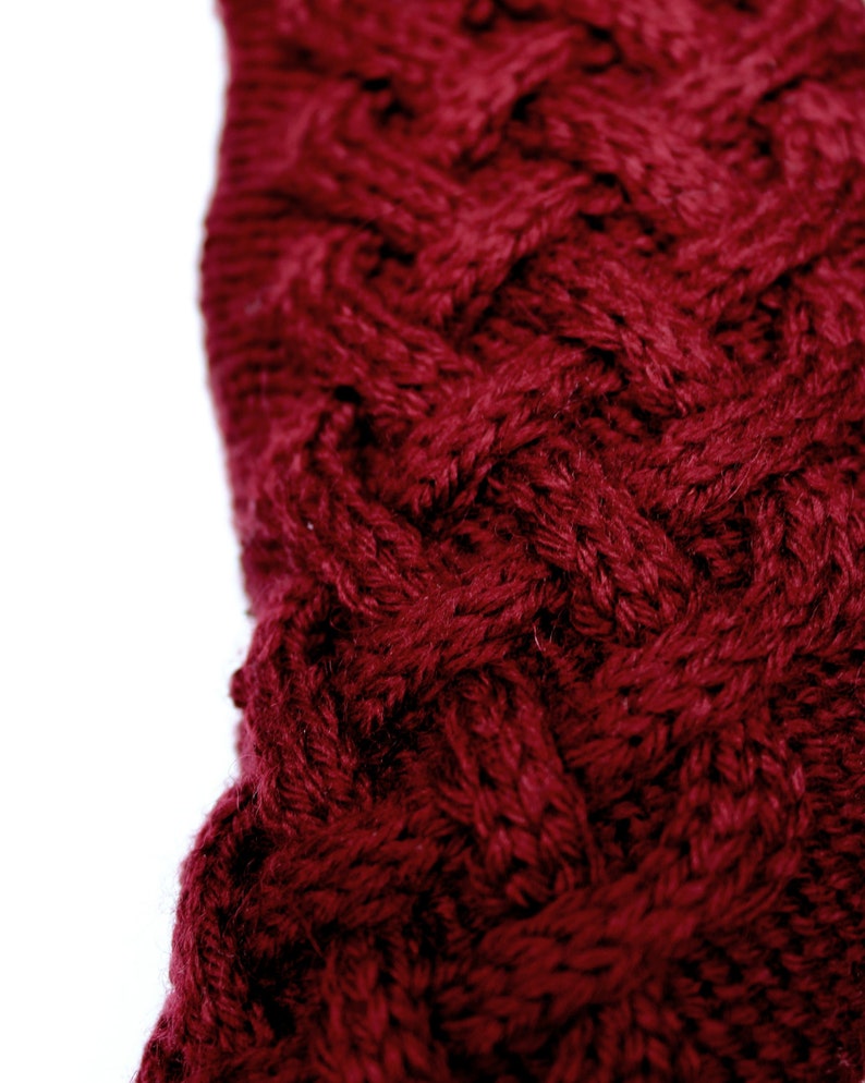 Dark Red Gloves Hand Knitted Fingerless Gloves Dark Red - Etsy