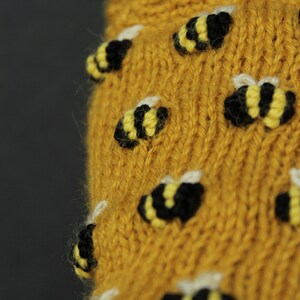 Mustard Gloves With Bees, Fingerless Gloves With Bees, Embroidery, Bee ...