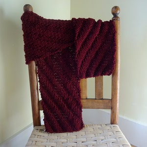 Red Diagonal Rib Scarf, Hand Knit Scarf, Unisex Scarf, Women's Scarf ...