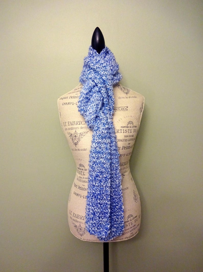 Hand Knit Women's Extra Long Bright Blue Scarf Soft | Etsy