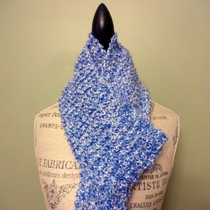 Hand Knit Women's Extra Long Bright Blue Scarf, Soft Fluffy Chunky Knit ...