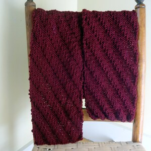 Red Diagonal Rib Scarf, Hand Knit Scarf, Unisex Scarf, Women's Scarf ...