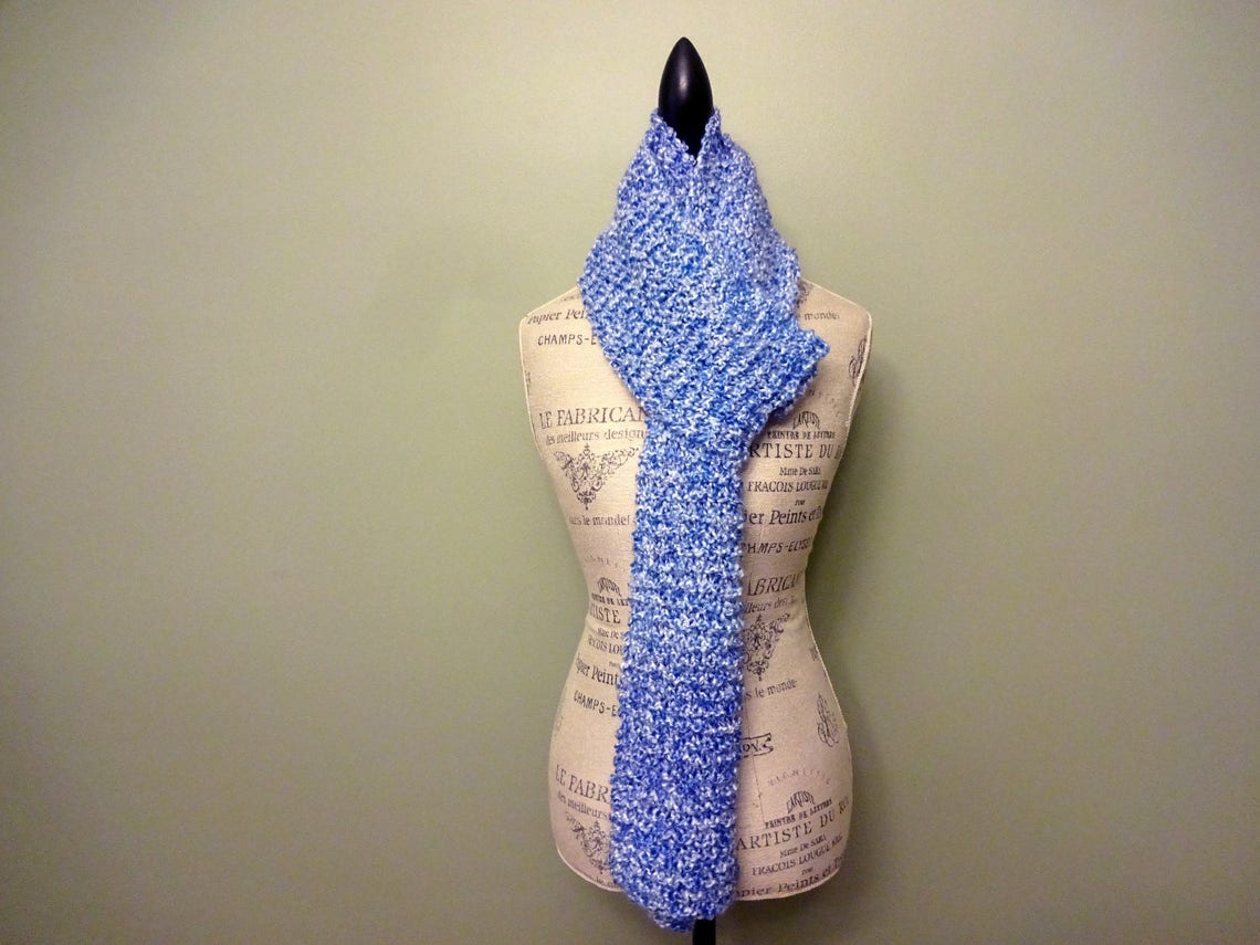 Hand Knit Women's Extra Long Bright Blue Scarf Soft | Etsy