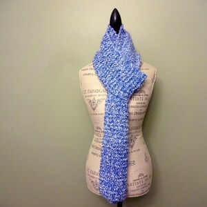 Hand Knit Women's Extra Long Bright Blue Scarf, Soft Fluffy Chunky Knit ...