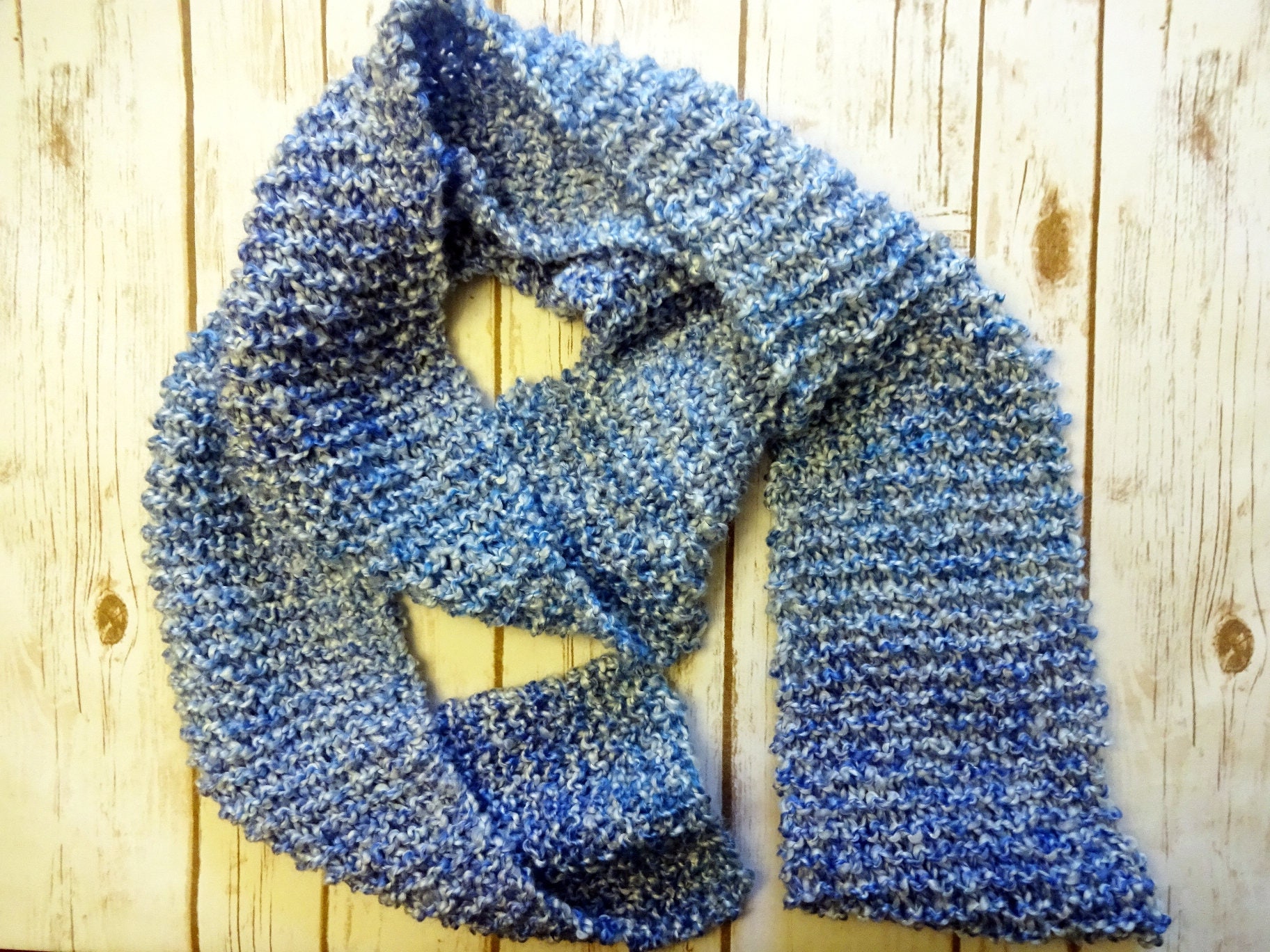 Hand Knit Women's Extra Long Bright Blue Scarf Soft | Etsy