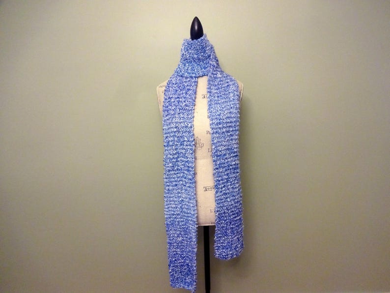 Hand Knit Women's Extra Long Bright Blue Scarf Soft | Etsy