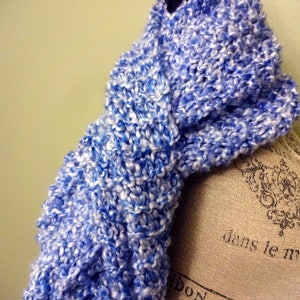 Hand Knit Women's Extra Long Bright Blue Scarf, Soft Fluffy Chunky Knit ...