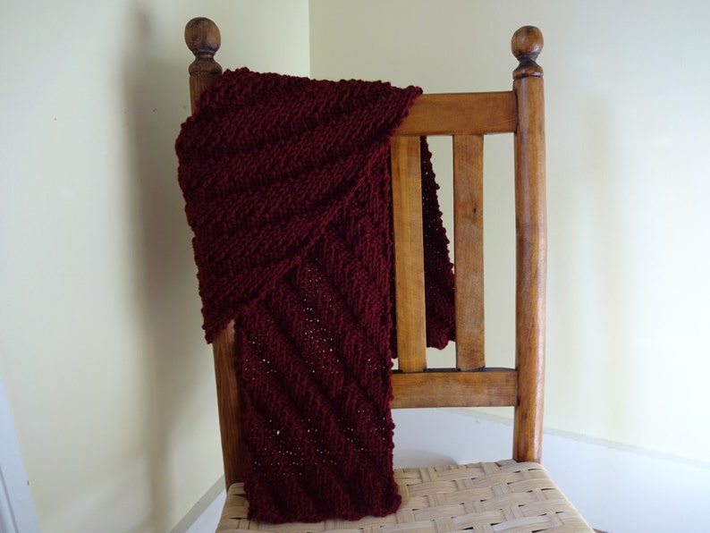 Red Diagonal Rib Scarf Hand Knit Scarf Unisex Scarf - Etsy