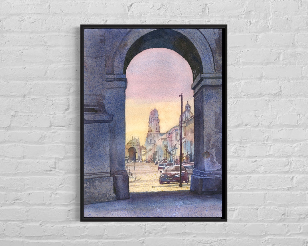 Colorful Watercolor Painting Munich Germany Skyline City Travel ...