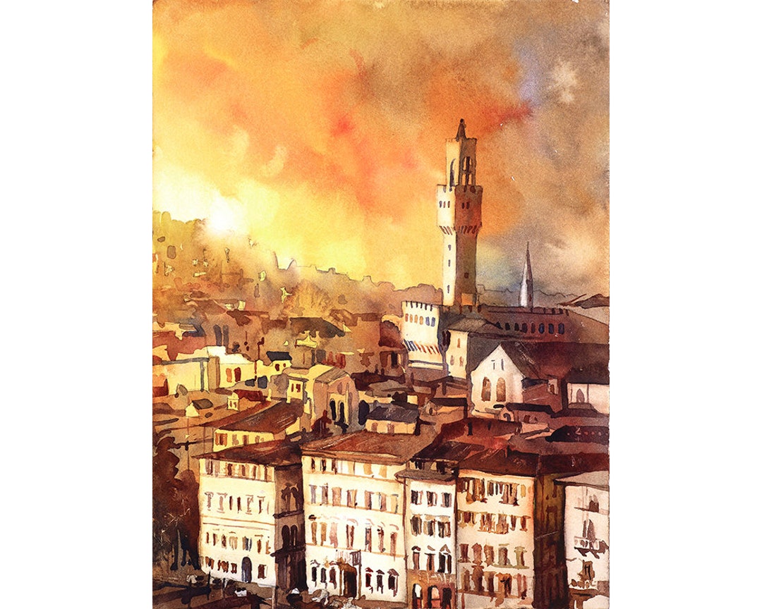 Florence, Italy, Fine Art Print Italy, Watercolor Florence Art Painting ...