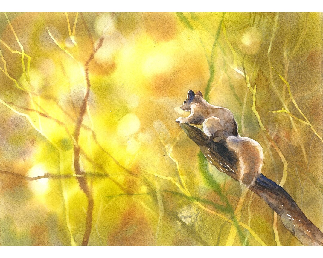 Squirrel Watercolor Painting– Woodland Animal Painting, Nature Wall ...
