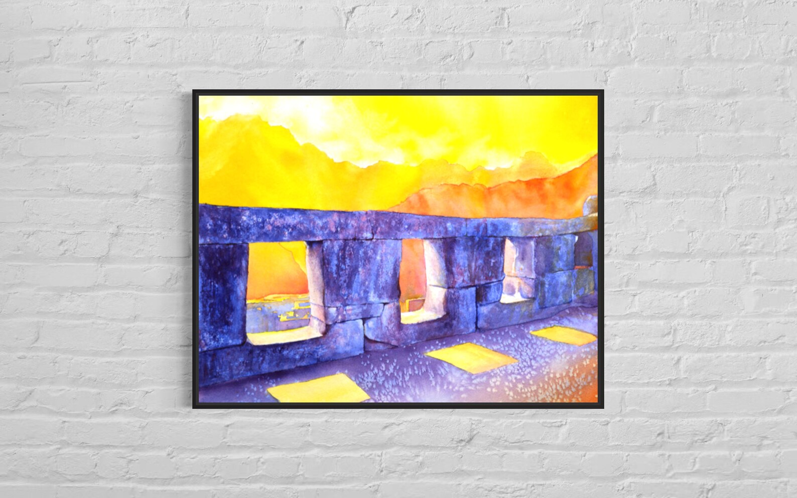 Machu Picchu Watercolor Art Painting Inca Trail, Peru South America ...