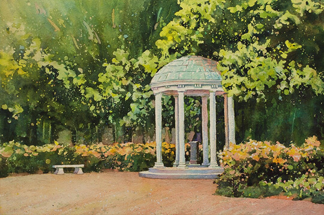 Painting of Old Well University of North Carolina UNC Chapel Hill, NC ...