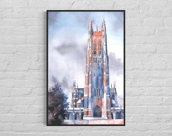 Duke University Chapel Watercolor Print - Etsy