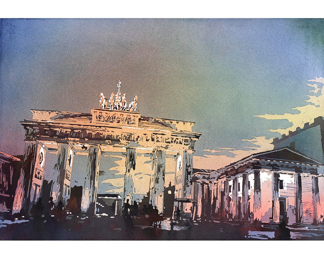 Watercolor Painting Brandenburg Gate Berlin Germany Europe, Painting ...