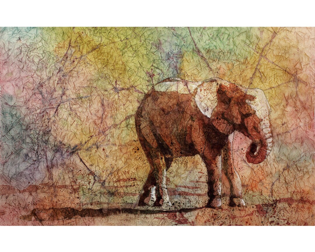 Elephant Watercolor Batik Painting Kids Rooms Decor, Trendy Wall Art ...