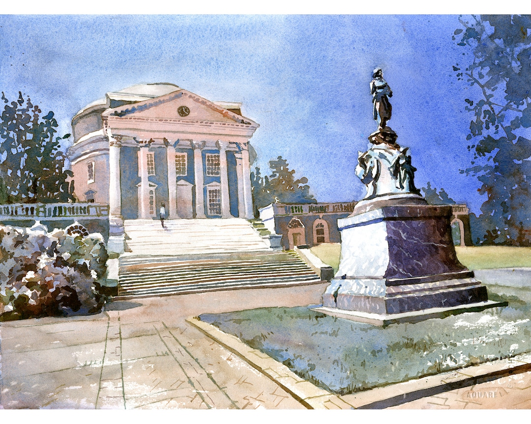 UVA University Virginia Rotunda Landscape Painting College Decor Fine ...