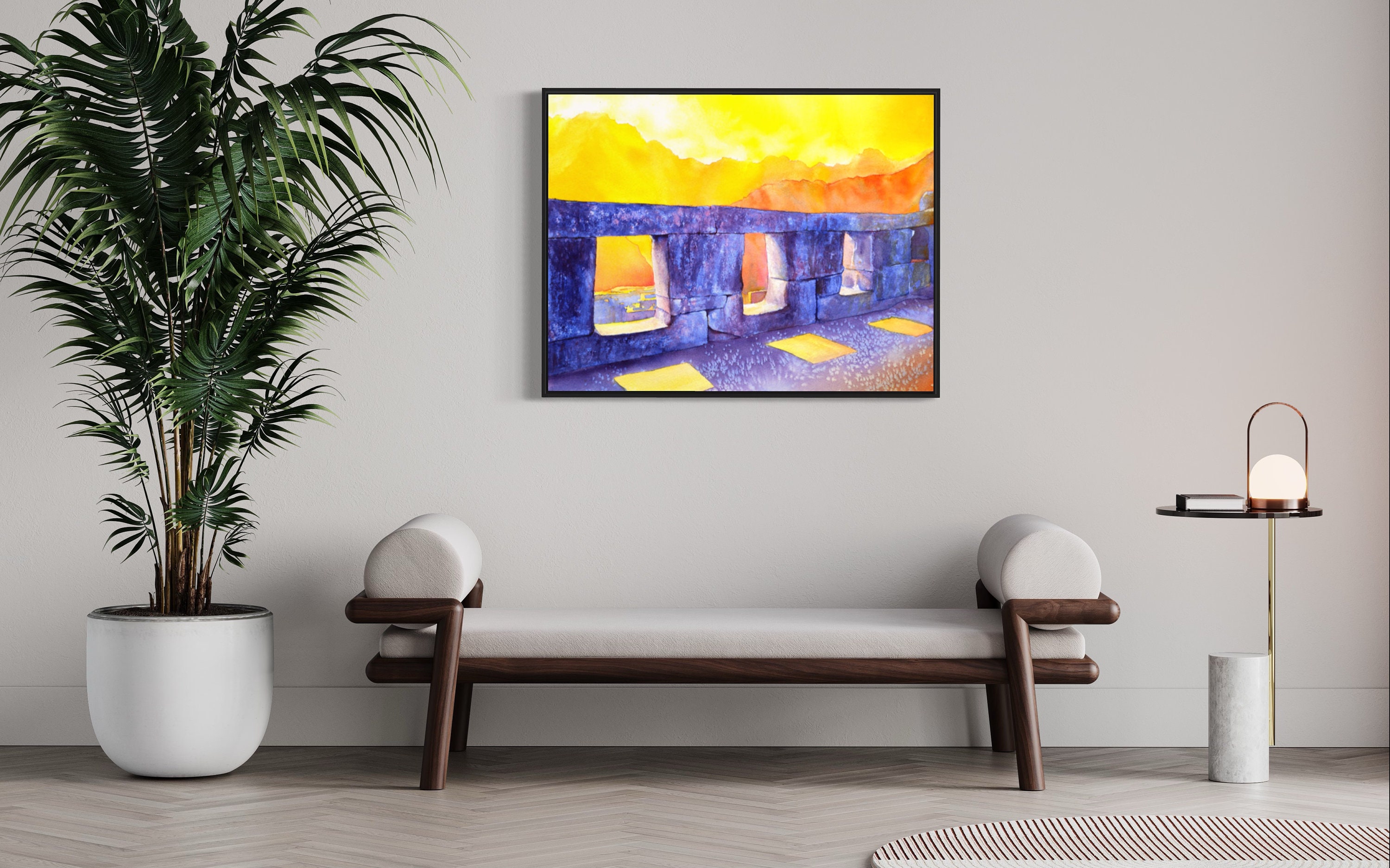 Machu Picchu Watercolor Art Painting Inca Trail, Peru South America ...