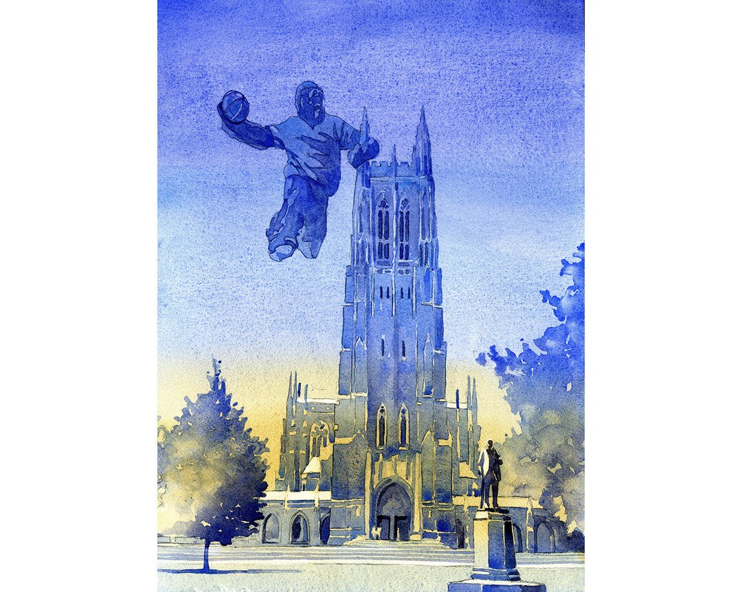 Watercolor Painting Duke Chapel Duke University Monster Artwork- Durham ...