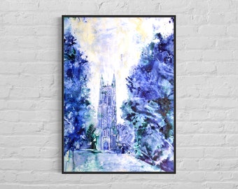 Duke University Chapel Watercolor Print - Etsy