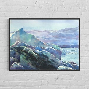 Colorful Art Iceland Landscape Painting, Glacier Icebergs Melting ...
