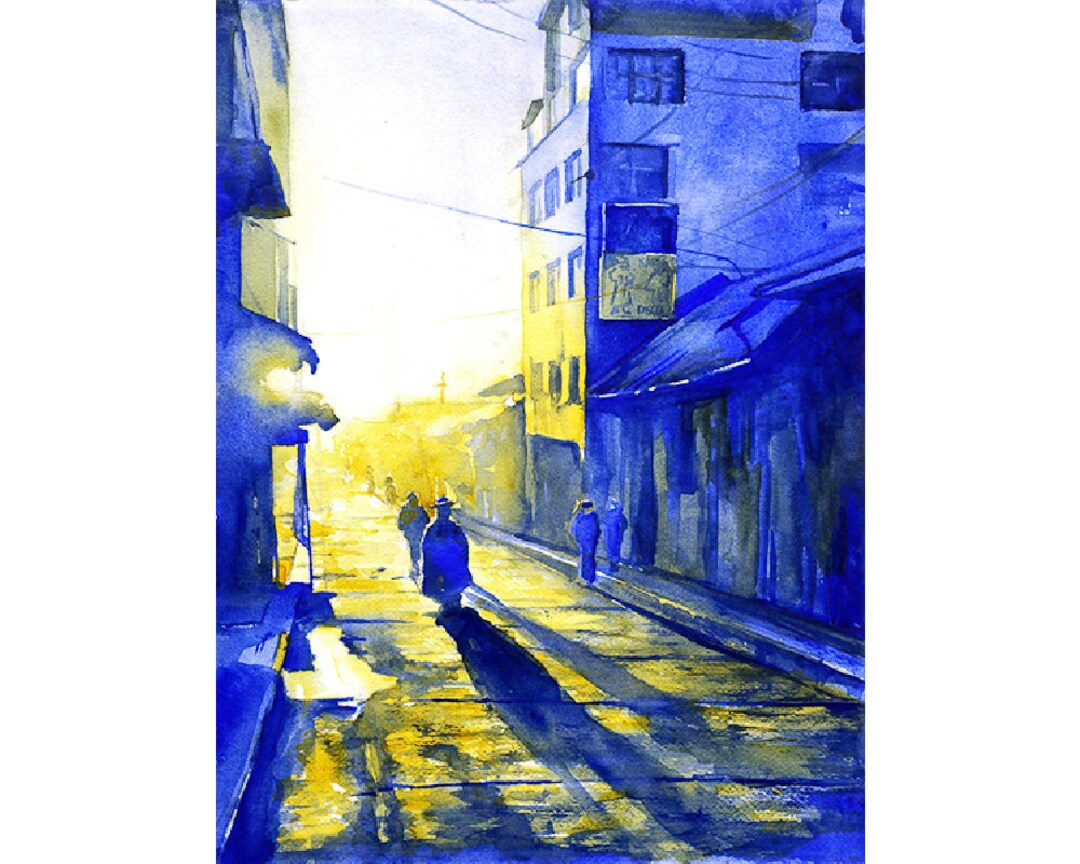 Peru Watercolor Painting Puno. People on Street the City of - Etsy