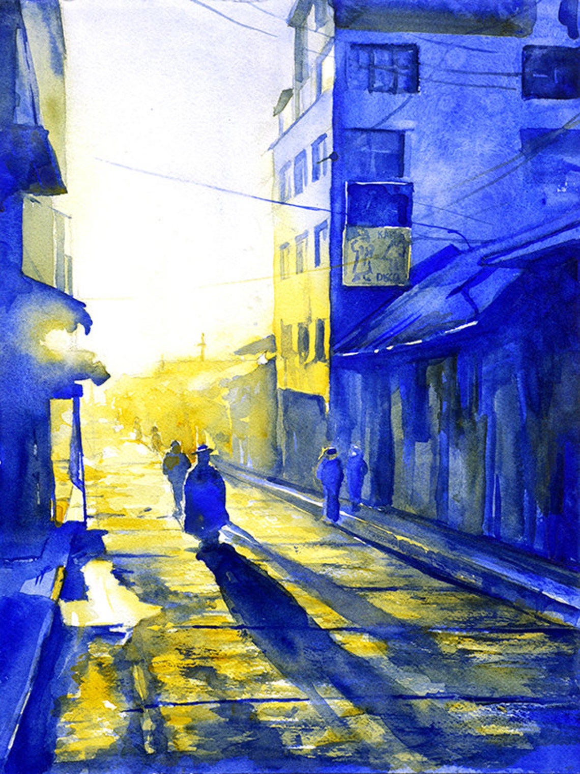 Peru Watercolor Painting Puno. People on Street the City of - Etsy