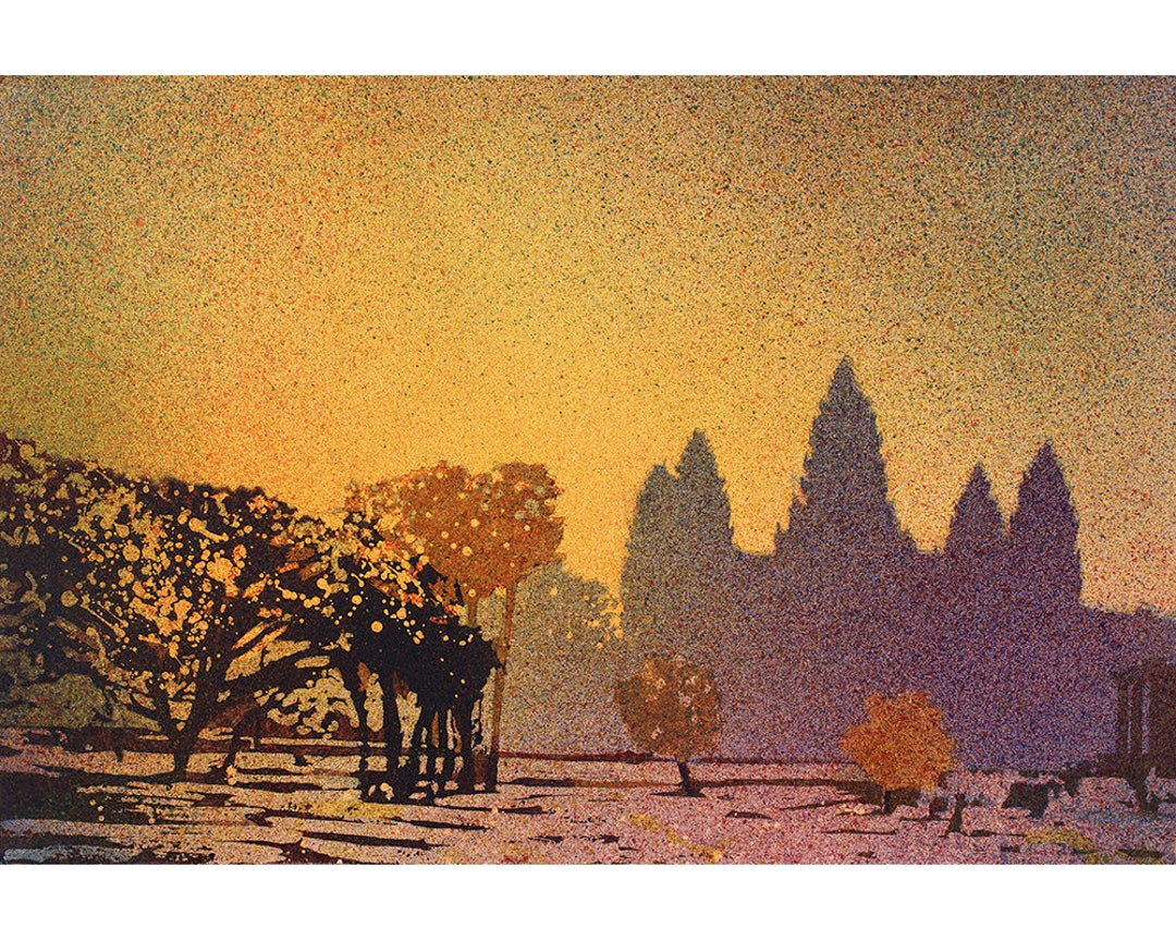 Angkor Wat Ruins in Cambodia. Watercolor Painting Angkor Temple ...