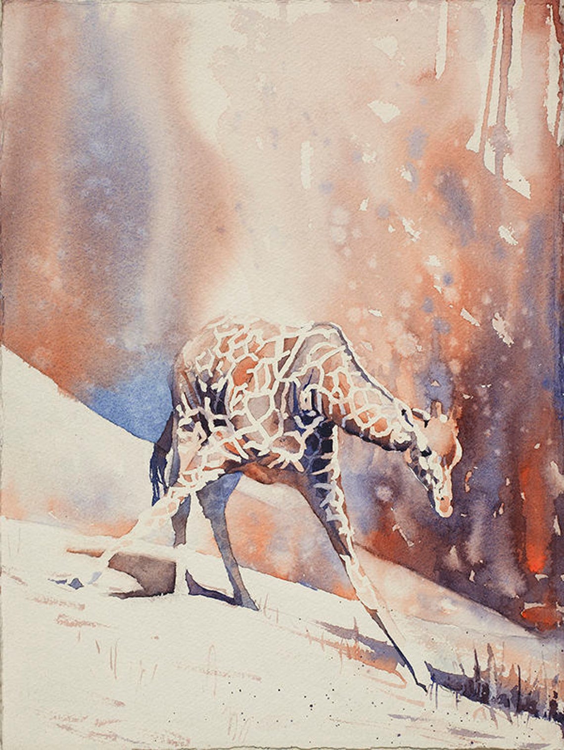 Giraffe Watercolor Painting. Fine Art Original Watercolor - Etsy