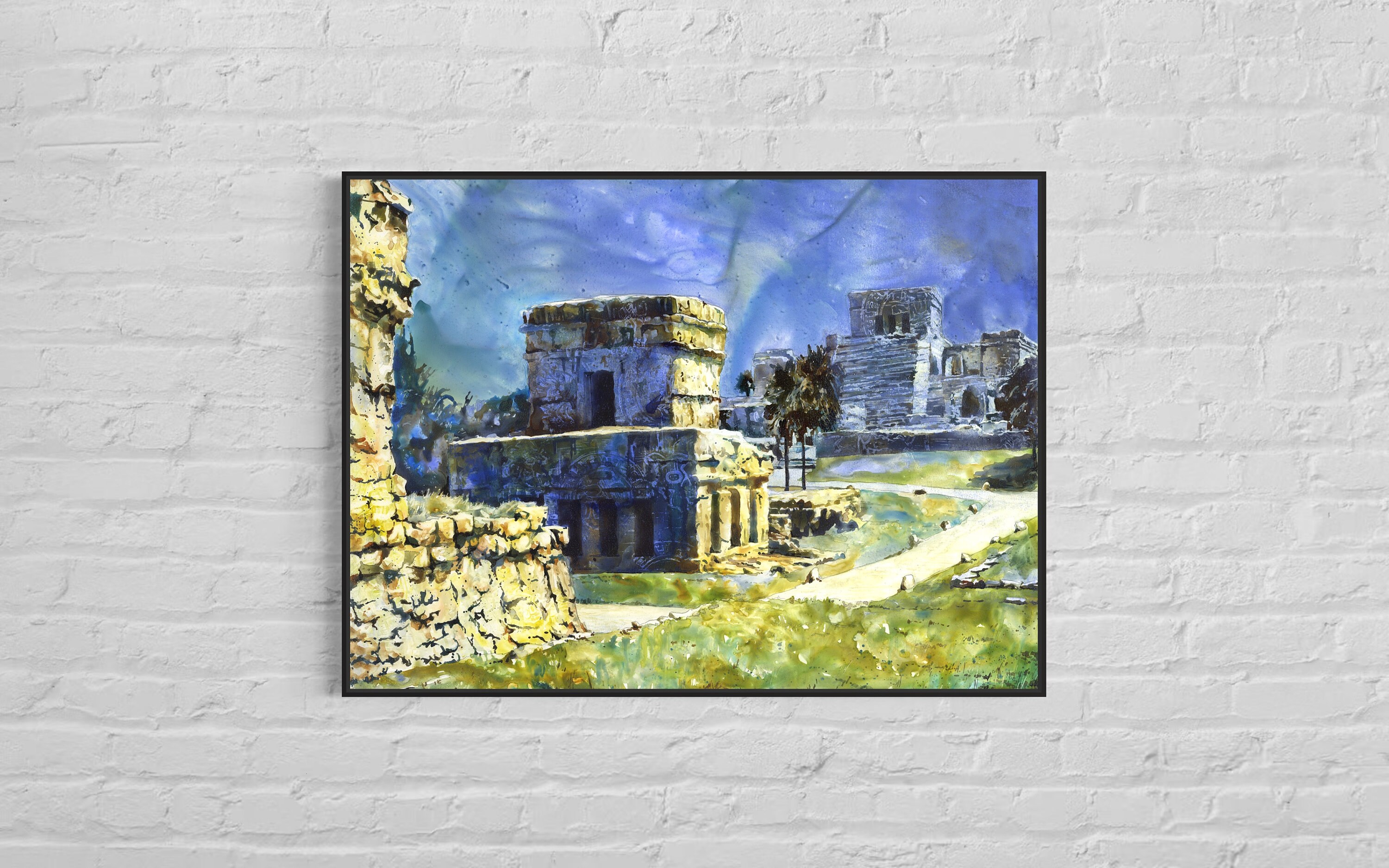 Tulum Mayan Ruins in Mexico. Watercolor Painting of Mayan Ruins Tulum ...