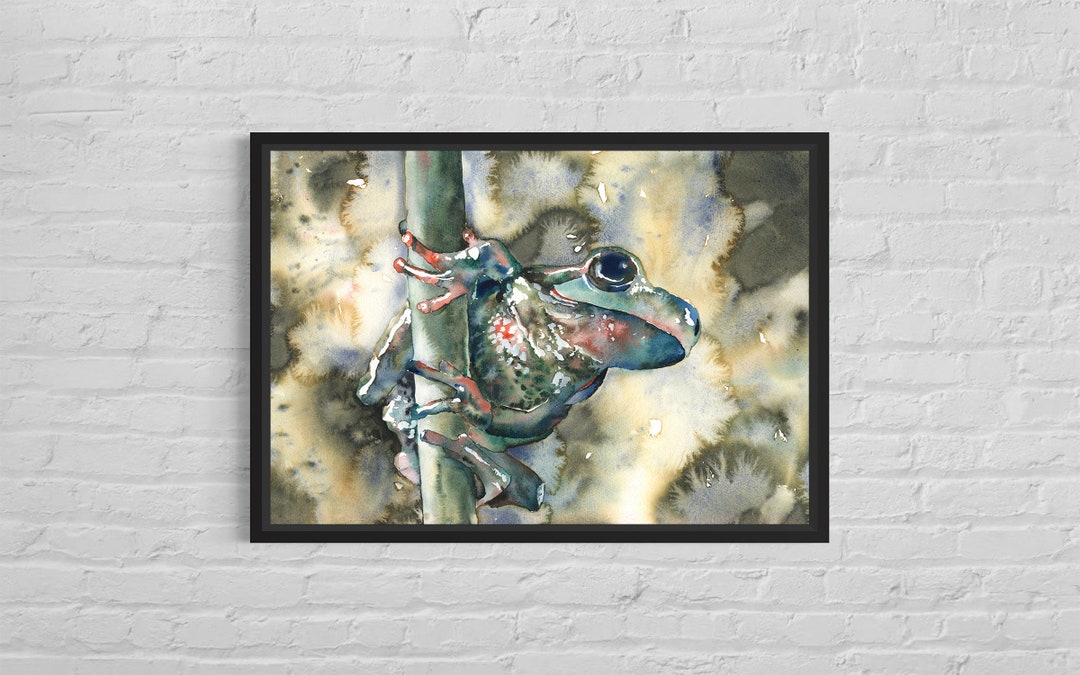 Colorful Watercolor Painting Frog Artwork, Fine Art Wildlife Painting ...