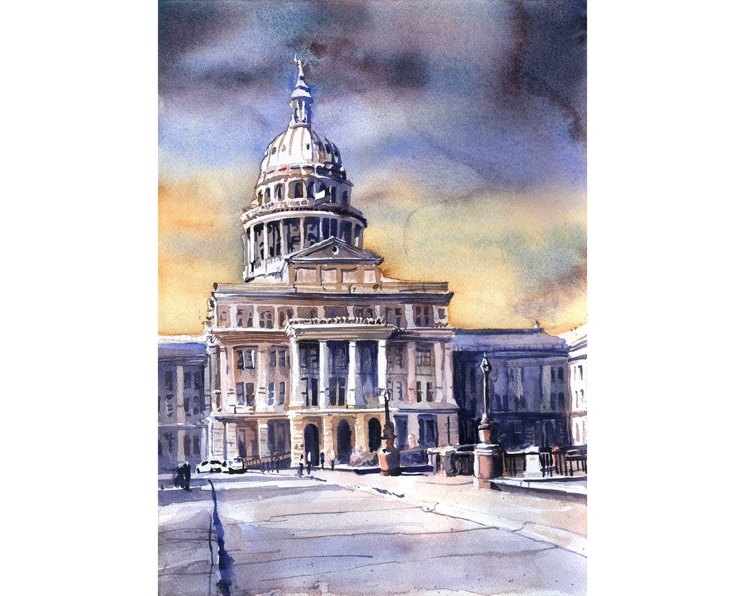 Exterior of Texas Capitol at Sunset in City of Austin Texas. - Etsy