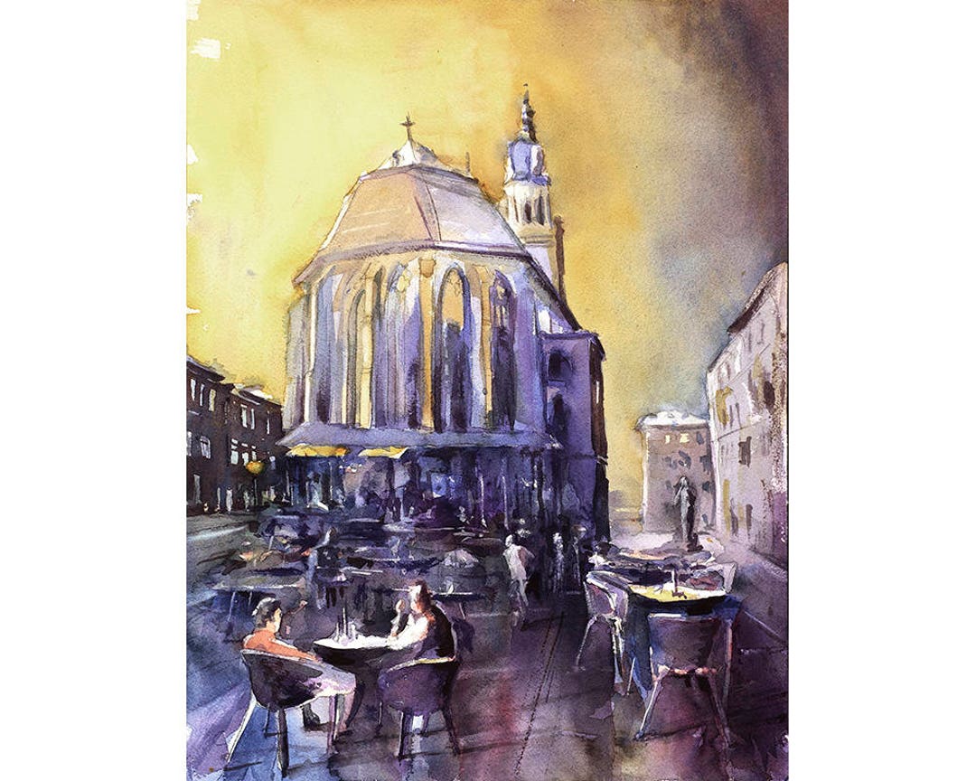 Watercolor Landscape Heidelberg Germany Colorful Wall Art - Etsy